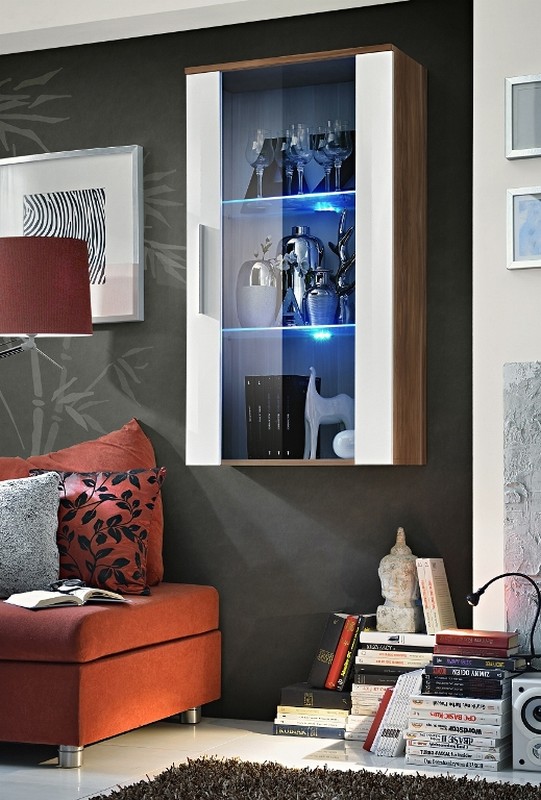 Fali vitrin Naomi 23 NWH N2 (világítással) | Zondo.hu