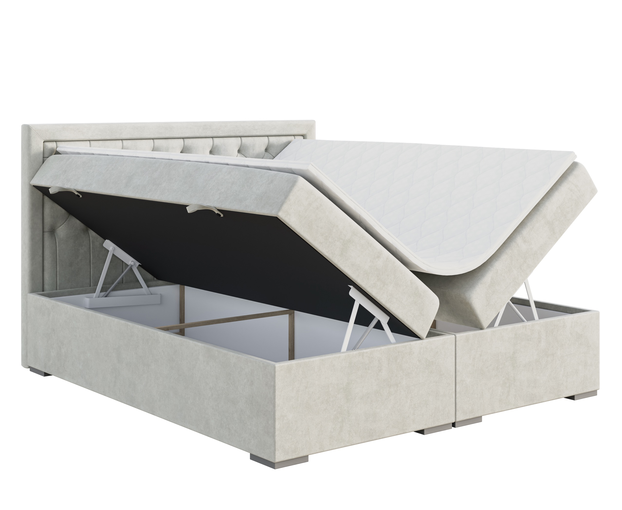 Franciaágy Boxspring 160 cm Bohem (elefántcsont) (matraccal és ...