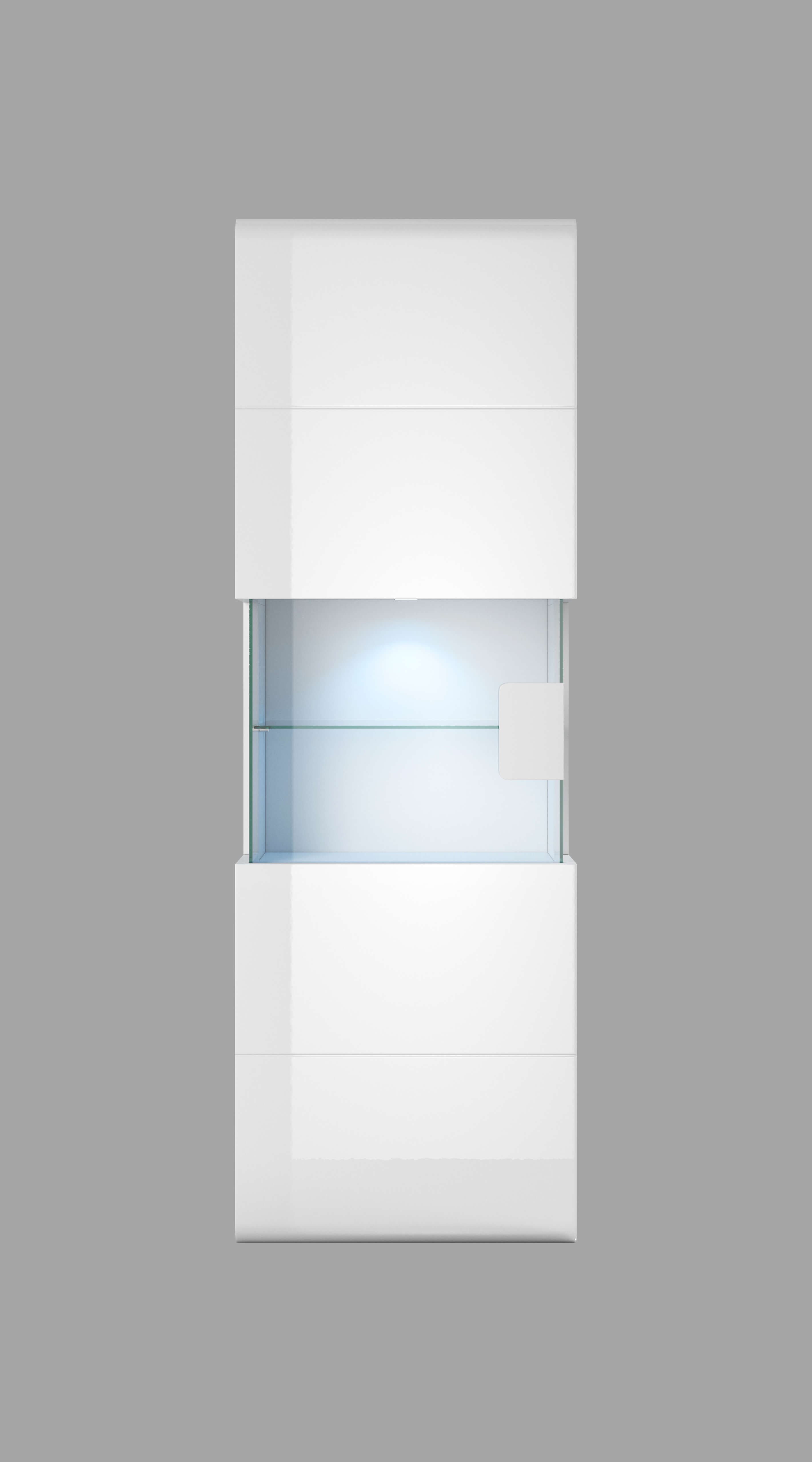 Magas fali vitrin Tamie Typ 07 (fehér+ fényes fehér) (B) | Zondo.hu