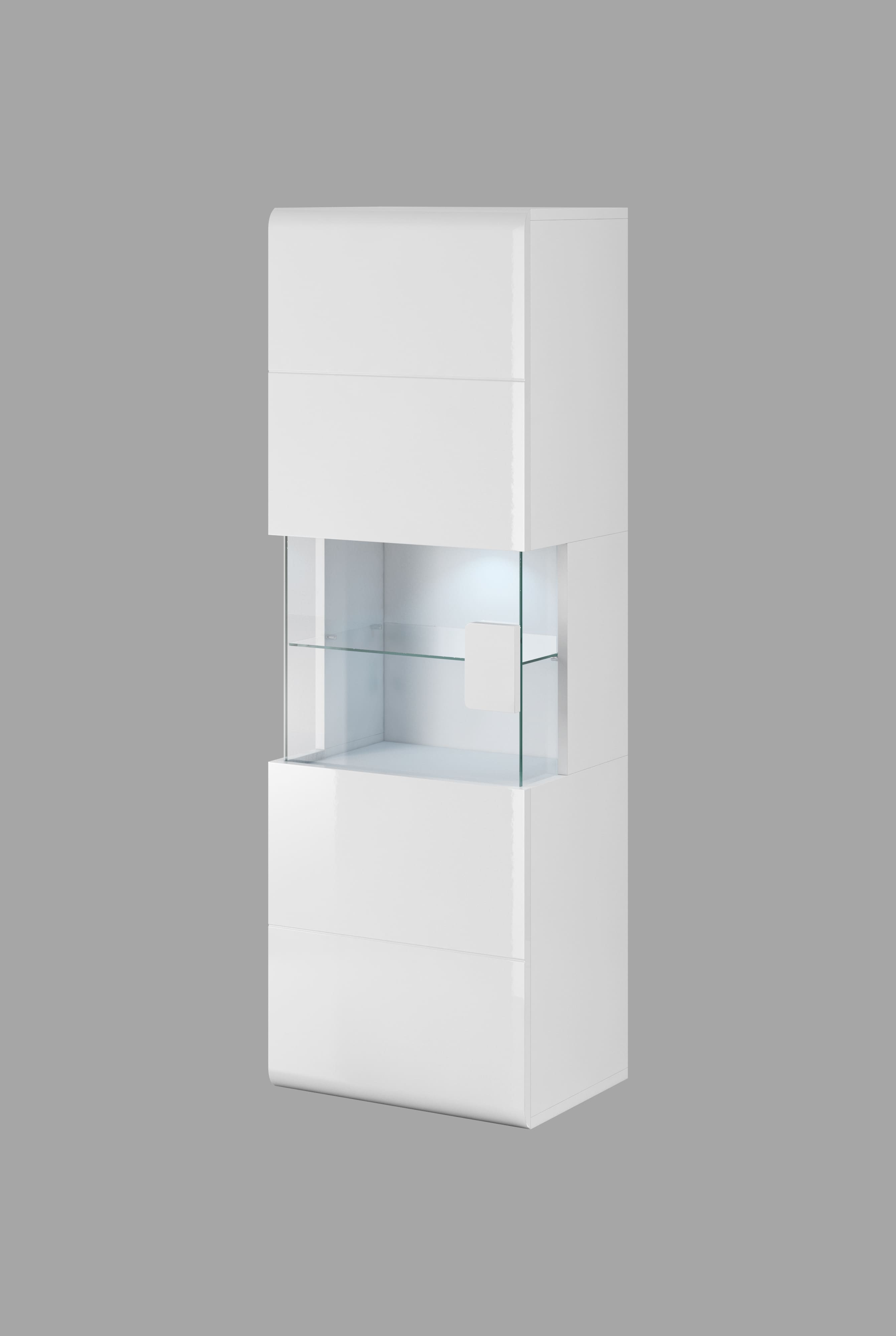 Magas fali vitrin Tamie Typ 07 (fehér+ fényes fehér) (B) | Zondo.hu